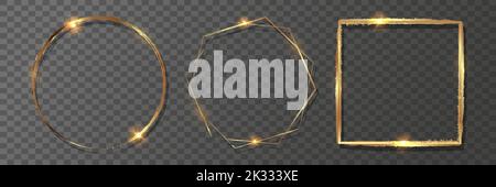 Vector silver shiny vintage round frame isolated on transparent background. Luxury glowing ...