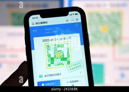 YICHANG, CHINA - SEPTEMBER 24, 2022 - The health code displayed on a ...
