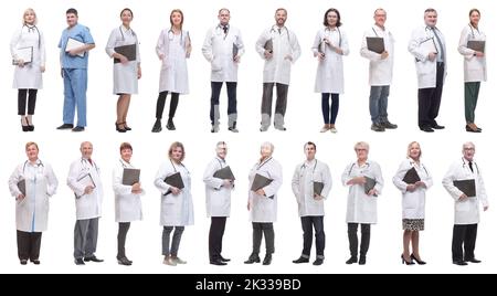 full length group of doctors with notepad isolated Stock Photo - Alamy