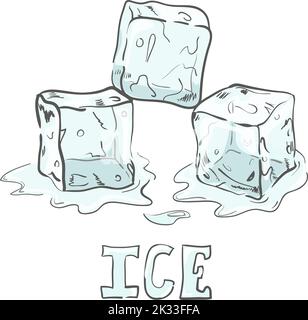 Set of sketch ice cubes. All elements separately for your design. Vector illustration Stock ...