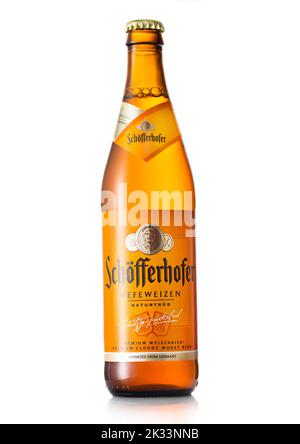 Glass of Schofferhofer german white wheat beer isolated on a white ...