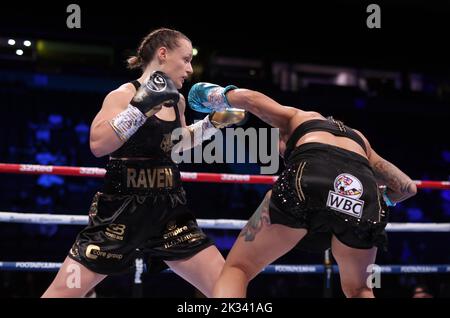 Raven Chapman (left) in action against Jorgelina Guanini during their ...