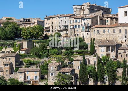Old town with Renaissance castle, Gordes, Vaucluse, Provence-Alpes-Cote ...