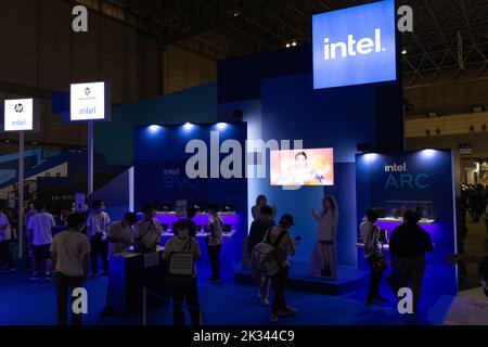 Intel (semiconductor manufacturing company) exhibition booth at Tokyo ...