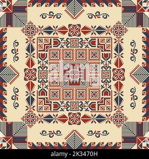 Embroidery Tatreez pattern, Palestinian fashion vector ornament Stock ...