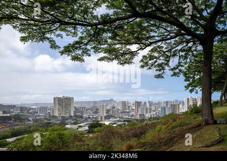 View of Honolulu from the National Memorial Cemetery of the Pacific ...