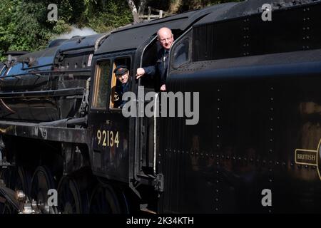 The Repton 926 steam train pulling into Goathland station on the North ...