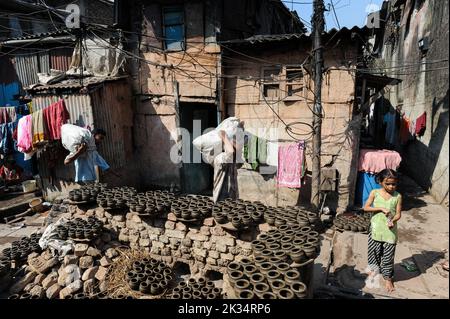 Mumbai India,Dharavi,Kumbhar Wada,slum,shanties,high population density ...