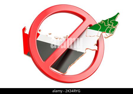 United Arab Emirates flag prohibited no entry symbol. 3D Rendering ...