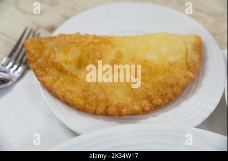 Close up Chebureki traditional dish of many turkic and mongolian people ...
