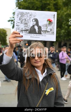 Iranian Embassy, London, UK. 24th Sept 2022. Protesters opposite the ...