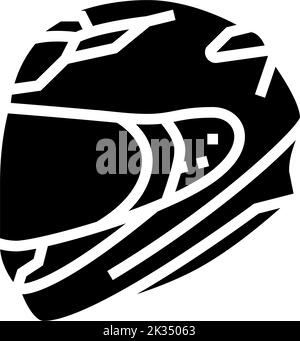 Black pictogram of a motorcycle helmet. Helmet full face on a yellow ...