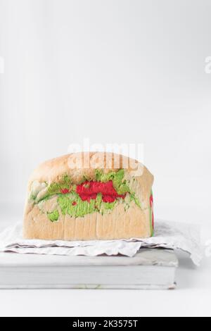 Three toned bread with ripped side, bread baking fail, ugly bread loaf ...