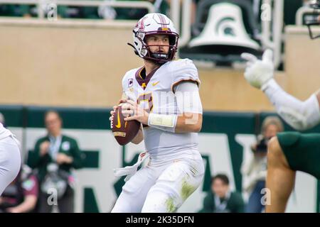 Minnesota quarterback Tanner Morgan looks to pass the ball during the ...