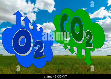 Carbon dioxide (CO2) molecule. Greenhouse gas. Stylized skeletal ...