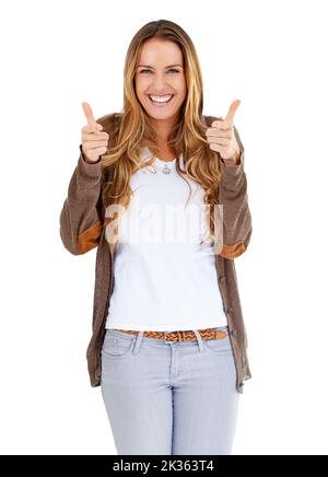 Top notch. an attractive young woman giving the ok sign Stock Photo - Alamy