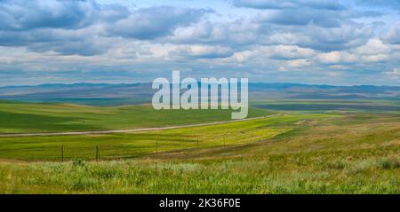 Bald Mountain in the Buryat Republic of Russia. Green hills against a ...
