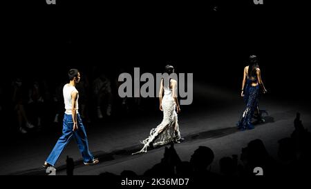 SHANGHAI, CHINA - SEPTEMBER 24, 2022 - Models walk the runway during ...