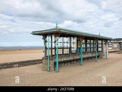 Beach shelter on the promenade at Weston-super-Mare on the Bristol ...