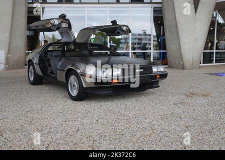 In the Back to the Future trilogy, the DeLorean time machine is the ...
