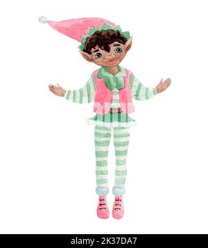 Cute Fairy character watercolor illustration on white background. Magic ...