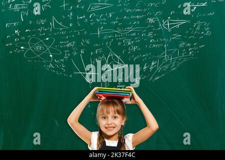 Maths lesson test concept. Smart kid in school class, cute teddy ...