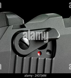 Safety off on a semi-automatic handgun isolated on white Stock Photo ...