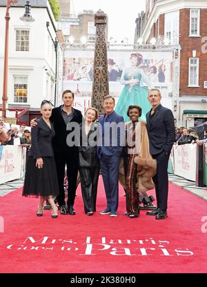 Lesley Manville and Lucas Bravo attend the UK premiere of Mrs Harris ...