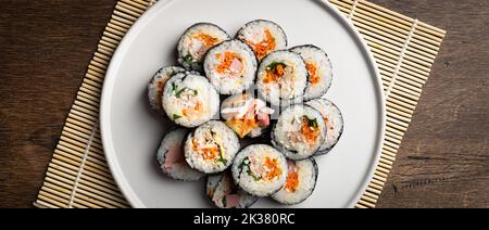 Gimbap, korean traditional dish, top view Stock Photo - Alamy