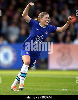 Chelsea's Maren Mjelde celebrates scoring the winning goal Stock Photo ...