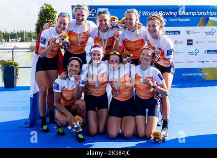 L-R The second placed Benthe Boonstra, Laila Youssifou, Hermine ...