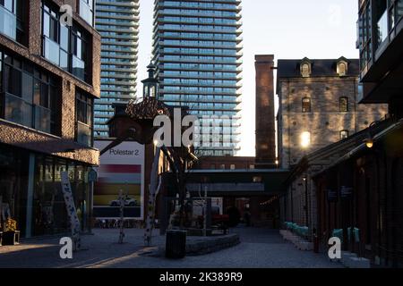 A Polestar 2 advertisement billboard is seen on a building in downtown ...