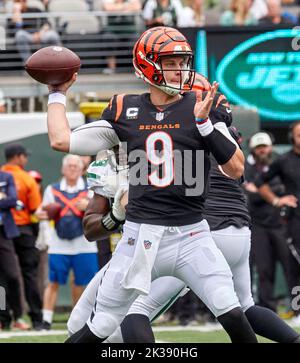Cincinnati quarterback Joe Burrow (9) looks for a receiver during their ...
