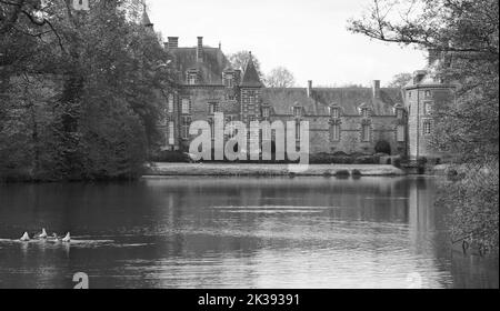 A view of the beautiful Chateau at Canisy in the Norman countryside ...