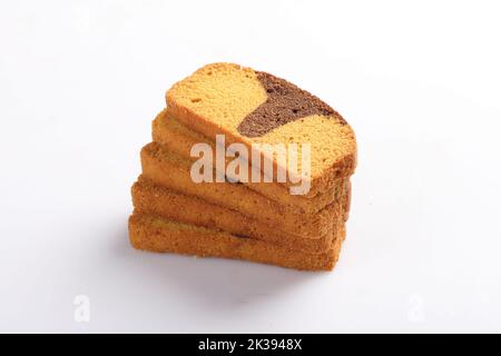 cake slice and dry cake isolated on white background Stock Photo - Alamy