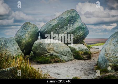 Higger Tor is a dominant landmark of the Dark Peak, in the north of the ...