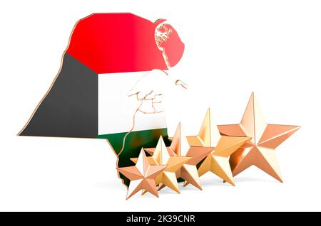 Stars with Kuwaiti flag, 3D rendering isolated on white background ...