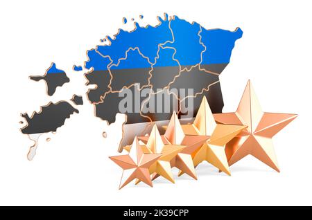 Stars with Estonian flag, 3D rendering isolated on white background ...