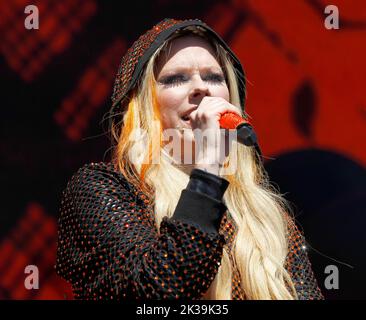 Avril Lavigne at the iHeartRadio Music Festival Daytime Village on ...
