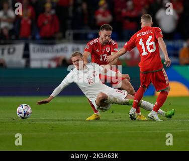 CARDIFF, WALES - SEPTEMBER 25: Karol Swiderski , Robert Lewandowski ...