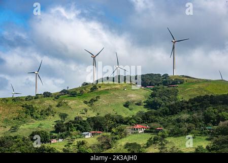 Windmills and green landscape, Tejona Wind Farm, Tilaran, Lake Arenal ...