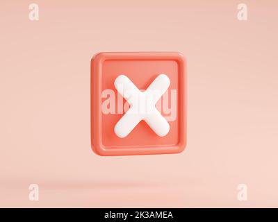 Red rejection icon render. 3D rejected sign. Check mark. Cross sign ...