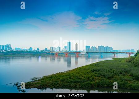 Night view of the city of Leshan, Sichuan Province, China Stock Photo ...