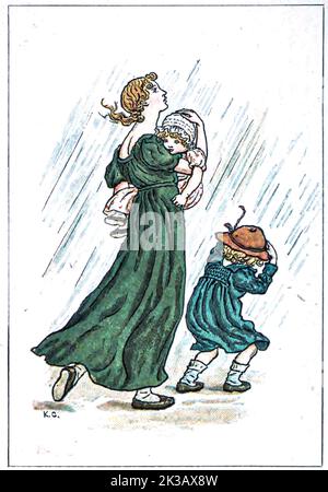 Kate Greenaway's Almanac for Spring April 1928 Stock Photo - Alamy