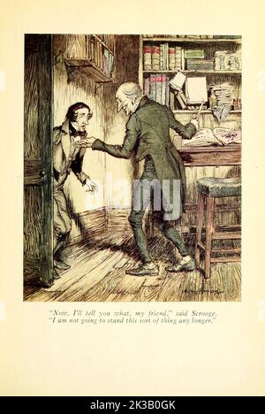 Ebenezer Scrooge and the Ghost of Christmas Present. From Charles ...