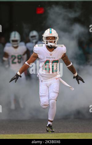 Miami Dolphins cornerback Nik Needham (40) in action against the ...