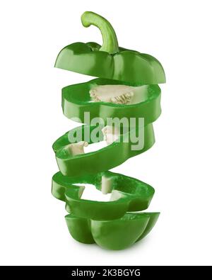 sliced green bell pepper path isolated on white Stock Photo - Alamy