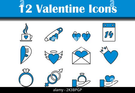 Valentine Icon Set. Editable Bold Outline With Color Fill Design ...