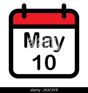 Calendar icon with tenth may, vector illustration Stock Vector Image ...