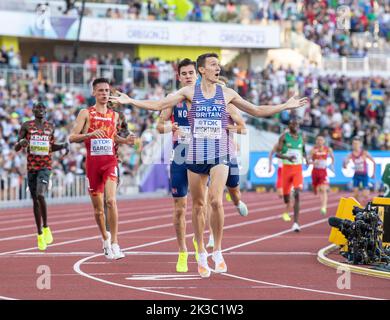 Jake Wightman crossing the line to win the men’s 1500m final at the ...